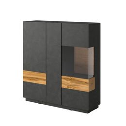 GESCHIRRSCHRANK Andrea Anthrazitgrau und Holz