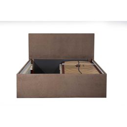 Halmon Schlafkomfort Betten POLSTERBETT Gent Sahara 140 x 200 x 32 cm Bettkasten Mit hochwertiger Matratze H3 (bis 120 kg) und Lattenrost