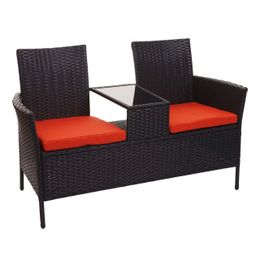 MCW POLY-RATTAN SITZBANK Schwarz, Orange