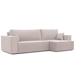 ECKSOFA mit Schlaffunktion und Bettkasten, Beige
