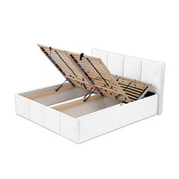 Halmon Schlafkomfort Betten POLSTERBETT Dalas Wei&szlig; 180 x 200 x 40 cm Bettkasten Mit hochwertiger Matratze H2 (bis 100 kg) und Lattenrost