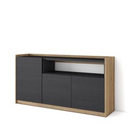 SIDEBOARD, Highboard, Schwarz Eiche, 156/37/80cm