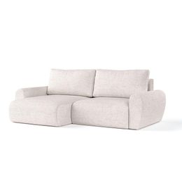 ECKSOFA OMARI mit Schlaffunktion Hellbeige im Neve Stoff