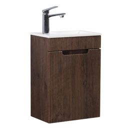 Badplaats G&Auml;STE-WC-M&Ouml;BELSET Thermis 2 Teile Walnuss Braun - 40 x 22 x 53 cm