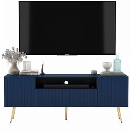 TV-SCHRANK Elpis2 Marineblau Matt mit goldenen Metallbeine Glamour 150 cm