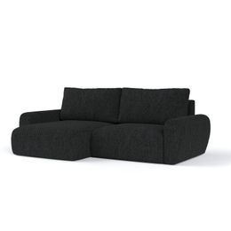 ECKSOFA OMARI mit Schlaffunktion Schwarz im Neve Stoff