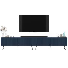 TV-LOWBOARD 2-er Set Elpis Marineblau mit Metallbeinen 150 cm Glamour