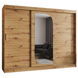 SCHIEBET&Uuml;RENSCHRANK mit Spiegel LUCY 200/250/62 3-t&uuml;rig