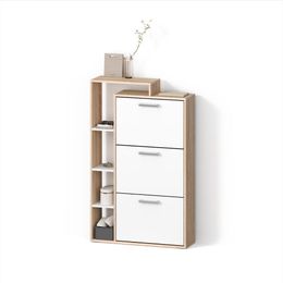 SCHUHKIPPER Ortello Wei&szlig;/Sonoma 80 x 128.3 cm mit 3 F&auml;chern