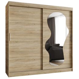 SCHIEBET&Uuml;RENSCHRANK mit Spiegel ULTRA 200/200/62 2-t&uuml;rig
