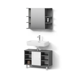 BADM&Ouml;BEL-SET Fucino Anthrazit 2 Teile, Unterschrank 80 cm