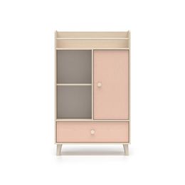 B&Uuml;CHERREGAL Alycia Beige - Korallenrosa - Holzeffekt