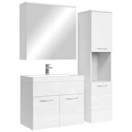 Badplaats BADM&Ouml;BEL-SET Montreal 4 Teile Spiegelschrank Wei&szlig; Hochglanz - 60 x 35 x 51 cm