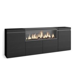 SIDEBOARD Highboard, Elektrokamin XXL, schwarz, 208/35/75cm
