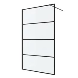 Badplaats DUSCHWAND Essos - 100 x 200 cm - Schwarz - Walk-In Duschabtrennung aus Sicherheitsglas