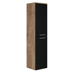 Badplaats BADEZIMMERSCHRANK Saturnus mit 2 T&uuml;ren Kastanien Eiche / Schwarz - 35 x 35 x 130 cm