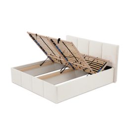 Halmon Schlafkomfort Betten POLSTERBETT Dalas Beige 180 x 200 x 40 cm Bettkasten Mit hochwertiger Matratze H3 (bis 120 kg) und Lattenrost