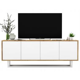 TV-SCHRANK Apollo2 Eiche wotan Wei&szlig; Matt 150/53/35 cm
