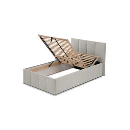 Halmon Schlafkomfort Betten POLSTERBETT Dalas Grau 120 x 200 x 40 cm Bettkasten Mit hochwertiger Matratze H3 (bis 120 kg) und Lattenrost