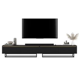 TV-LOWBOARD 2-er Set Selene Schwarz Matt mit Metallrahmen 140 cm