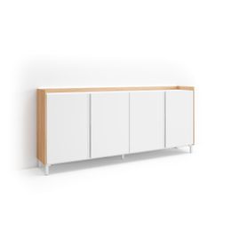 SIDEBOARD, Wei&szlig; und Eiche, 207/35/91cm, mit Beinen