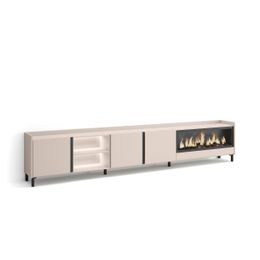 LOWBOARD, Beige, 315/35/61cm, Kamin mit Feuereffekt XXL