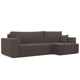 ECKSOFA mit Schlaffunktion und Bettkasten, Braun