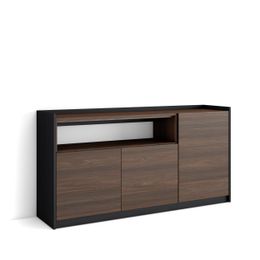 SIDEBOARD, Highboard, Dunkler Eiche und Schwarz, 156/37/80cm