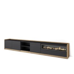 LOWBOARD, Schwarz Eiche, Elektrokamin, 310/37/50cm