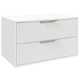 Badplaats WASCHBECKENUNTERSCHRANK Rimini 2 Schubladen Wei&szlig; Matt - 80 x 46 x 46 cm