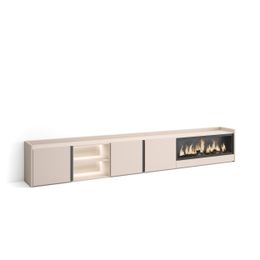 LOWBOARD, Beige, 315/35/50cm, Kamin mit Feuereffekt XXL