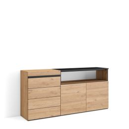 KOMMODE mit Schubladen, Sideboard Schrank, eiche, 158/35/75cm