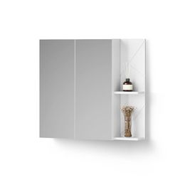 SPIEGELSCHRANK Ronco Wei&szlig; Hochglanz 80 x 75 cm