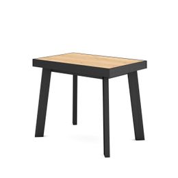 KONSOLENTISCH ausziehbar 58 bis 222cm, f&uuml;r 10 G&auml;ste, eiche, schwarz, 90/58/73cm