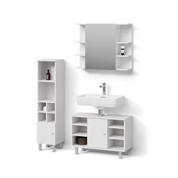 BADM&Ouml;BEL-SET Fucino Wei&szlig; 3 Teile, mit Midischrank T&uuml;r klein