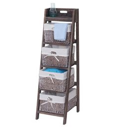MCW LEITERREGAL FRANCA SHABBY-LOOK 4 K&Ouml;RBE Braun
