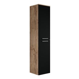 Badplaats BADEZIMMERSCHRANK Venus mit 2 T&uuml;ren Kastanien Eiche / Schwarz - 30 x 30 x 160 cm