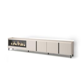 LOWBOARD, Beige, 315/35/61cm, Kamin mit Feuereffekt XXL