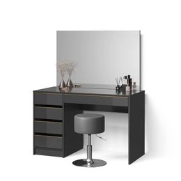 SCHMINKTISCH-SET Imola Schwarz/Gold 120 cm mit Hocker