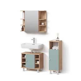 BADM&Ouml;BEL-SET Fucino Gr&uuml;n 3 Teile, mit Midischrank