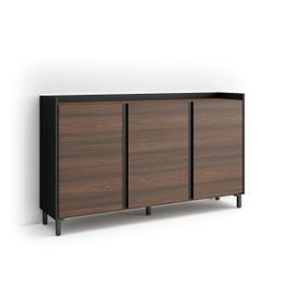 SIDEBOARD, Dunkler Eiche und Schwarz, 156/35/91cm, mit Beinen