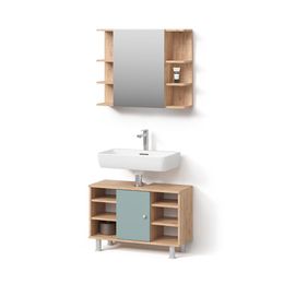 BADM&Ouml;BEL-SET Fucino Gr&uuml;n 2 Teile, Unterschrank 80 cm