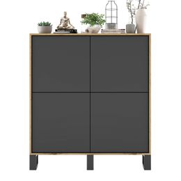 KOMMODE Apollo 4D Wotan Eiche / Graphit matt 113 cm mit Metallf&uuml;&szlig;en