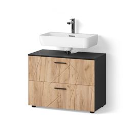 WASCHBECKENUNTERSCHRANK Ronco Goldkraft Eiche/Anthrazit 80 x 58.6 cm