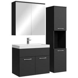 Badplaats BADM&Ouml;BEL-SET Montreal 4 Teile Spiegelschrank Schwarz Matt - 60 x 35 x 51 cm