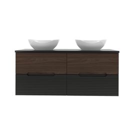 DOPPELWASCHTISCH 120.6cm Sylla Schwarz und Holz