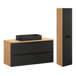 BADM&Ouml;BEL 120cm Elora 2er-Set Schwarz und Holz