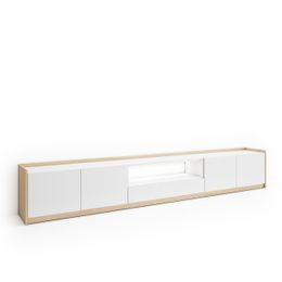 LOWBOARD, Wei&szlig; und Eiche, 310/37/50cm, mit Led