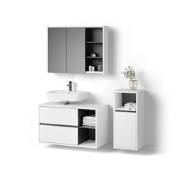 BADM&Ouml;BEL-SET Vomano Wei&szlig; 3 Teile, mit Midischrank