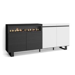 SIDEBOARD Elektrokamin, wei&szlig; und schwarz, 200/35/87cm